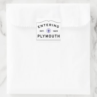 Welcome to Plymouth MA town Square Sticker | Zazzle