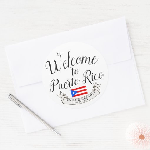 Welcome to Puerto Rico| Destination Wedding Favor Classic Round Sticker ...