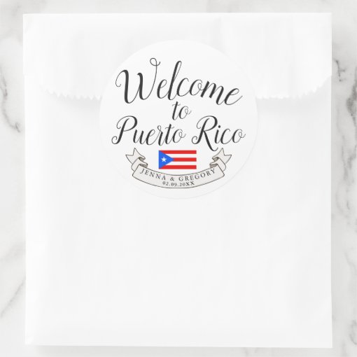 Welcome to Puerto Rico| Destination Wedding Favor Classic Round Sticker ...