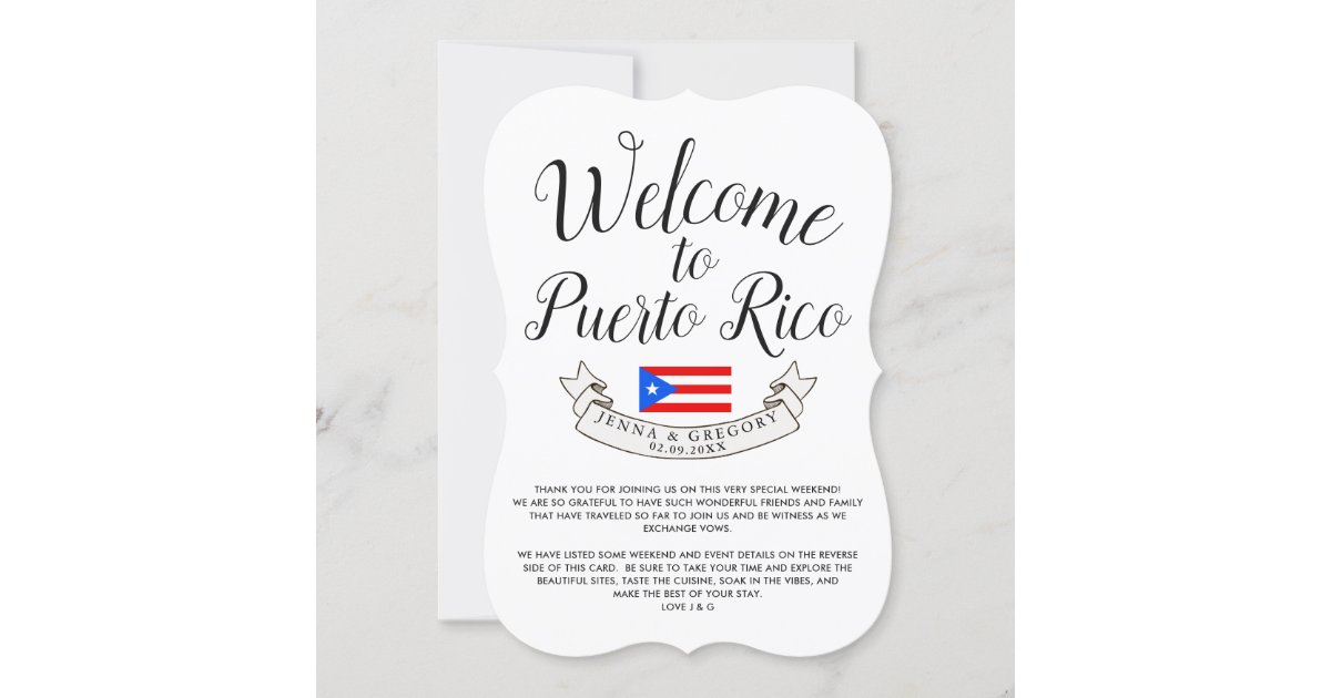 Welcome to Puerto Rico| Destination Wedding Favor Invitation | Zazzle
