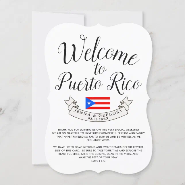 Welcome to Puerto Rico| Destination Wedding Favor Invitation | Zazzle