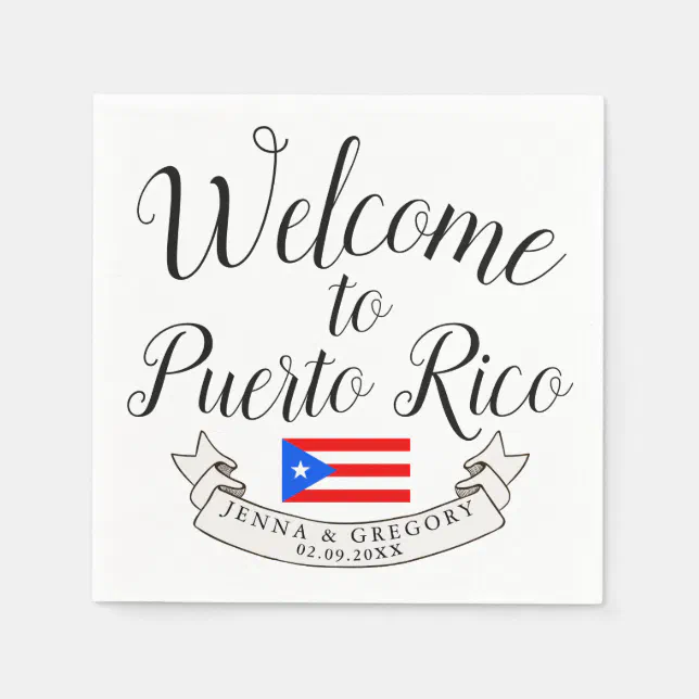 Welcome to Puerto Rico| Destination Wedding Favor Napkins | Zazzle