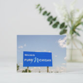 Welcome to Pure Michigan Blue Sign Postcard | Zazzle