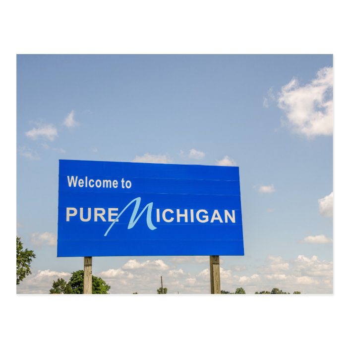 Welcome to Pure Michigan Blue Sign Postcard | Zazzle.com