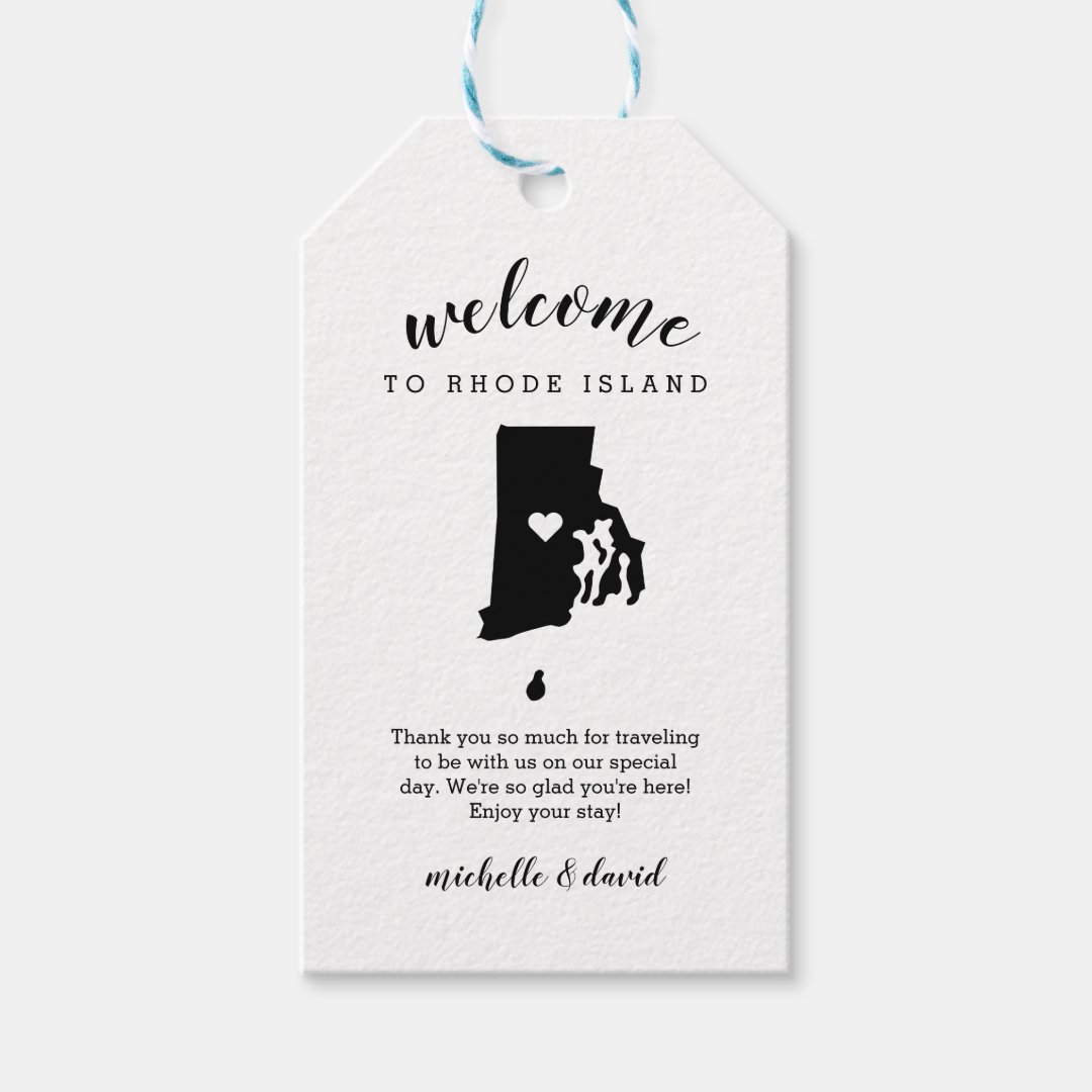 Welcome to Rhode Island | Calligraphy Wedding Gift Tags | Zazzle