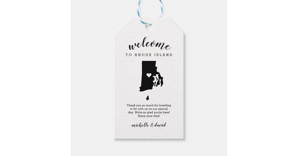 Welcome to Rhode Island | Calligraphy Wedding Gift Tags | Zazzle