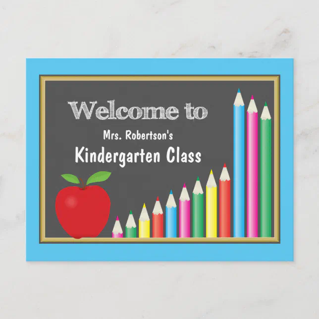 Welcome To School Kindergarten Colored Pencils Postcard | Zazzle