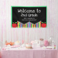 Welcome To Second Grade Apple Colored Pencils Banner | Zazzle
