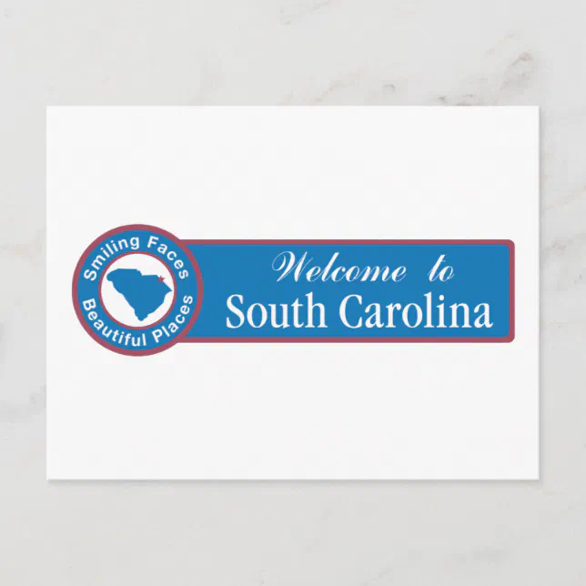 Welcome to South Carolina - USA Road Sign Postcard | Zazzle