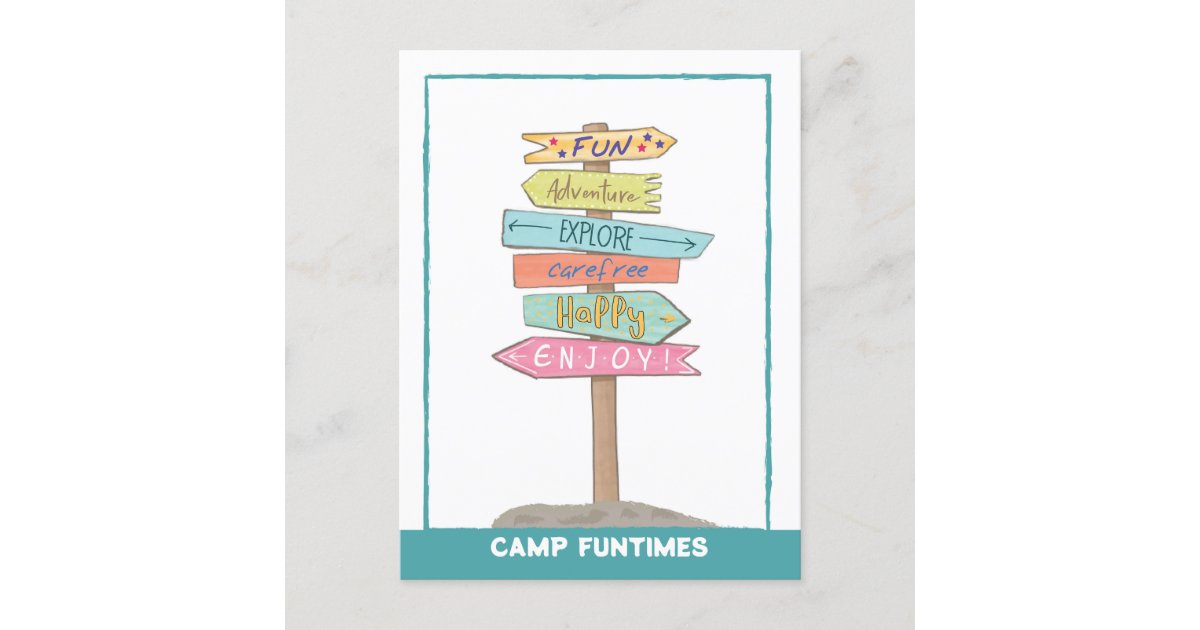 Welcome to Summer Camp Custom Name Fun Sign Postcard | Zazzle
