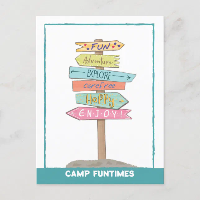 Welcome to Summer Camp Custom Name Fun Sign Postcard | Zazzle