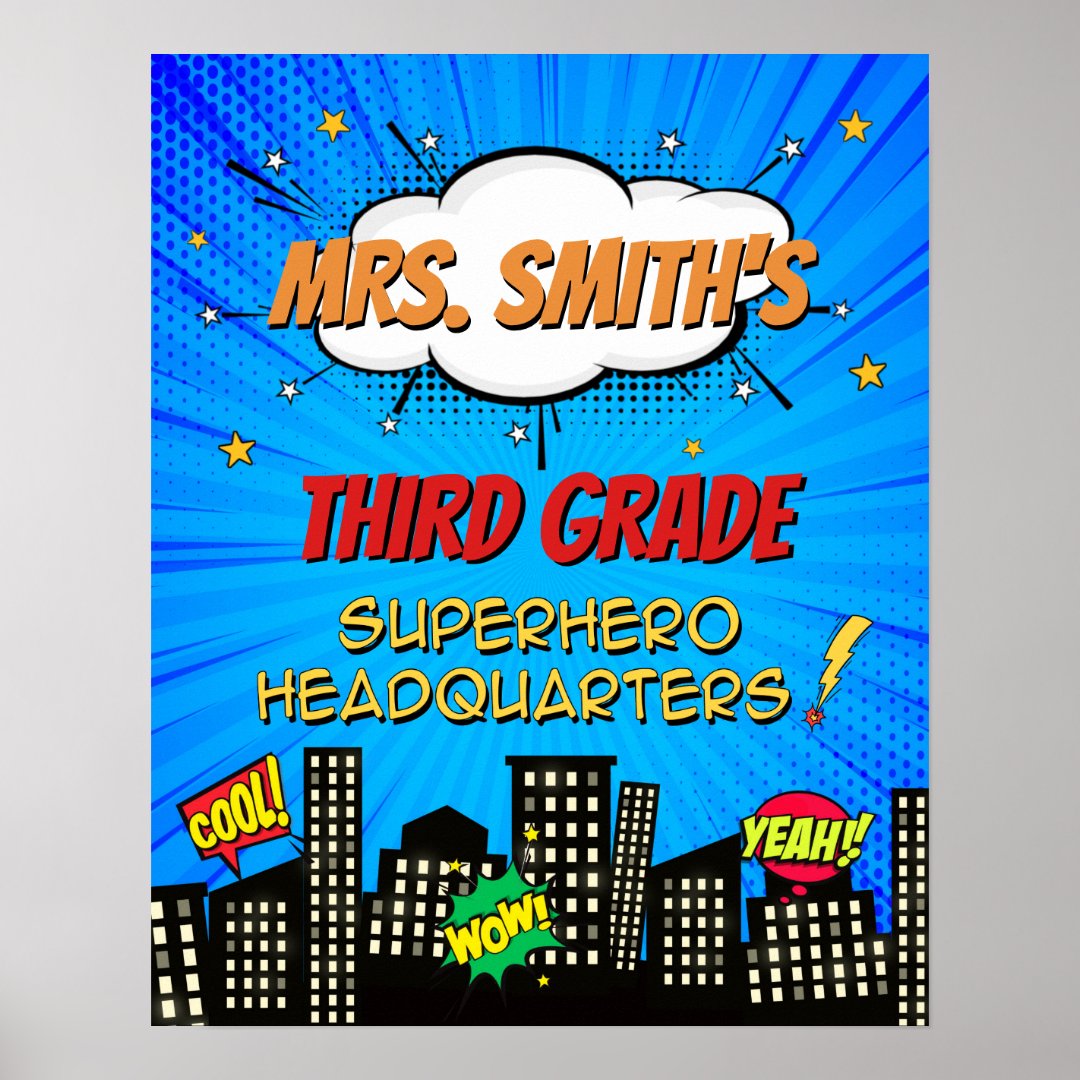 Welcome to Superhero Headquarters Classroom Poster | Zazzle
