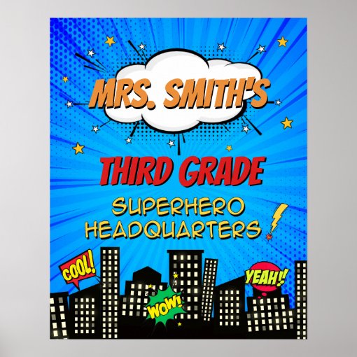 Welcome to Superhero Headquarters Classroom Poster | Zazzle