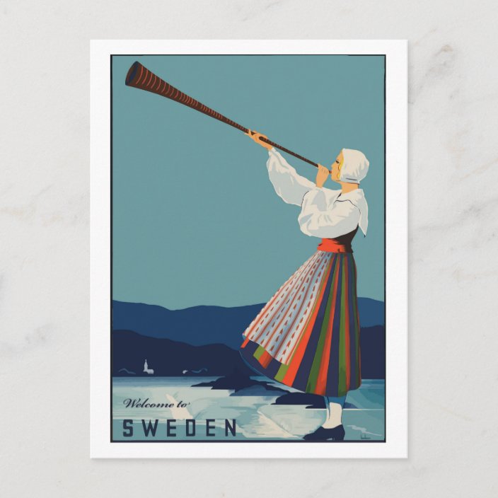 Welcome to sweden, vintage travel postcard | Zazzle.com