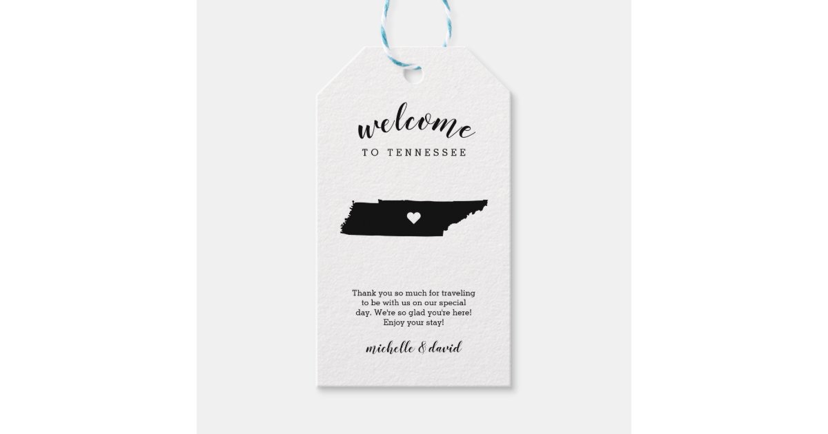 Welcome to Tennessee | Calligraphy Wedding Gift Tags | Zazzle