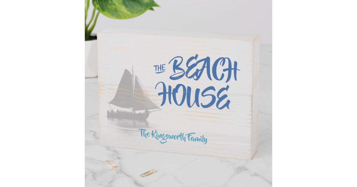 Welcome to the Beach House nautical personalized Wooden Box Sign | Zazzle