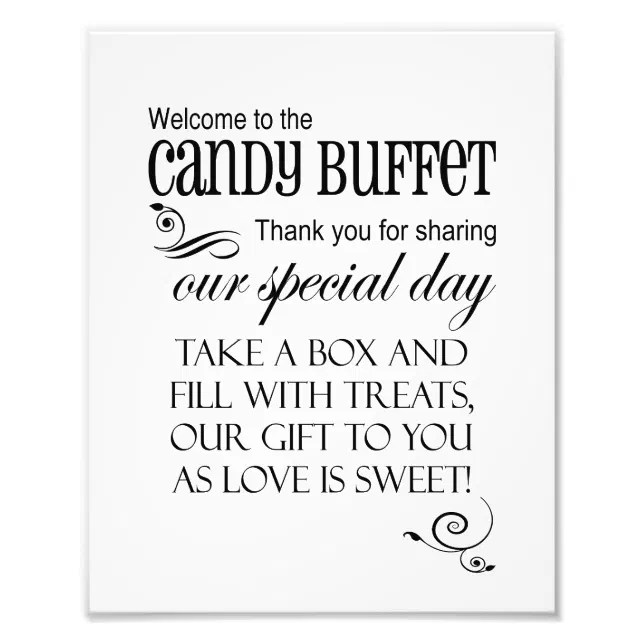 Welcome to the Candy Buffet - Box - Wedding Sign | Zazzle
