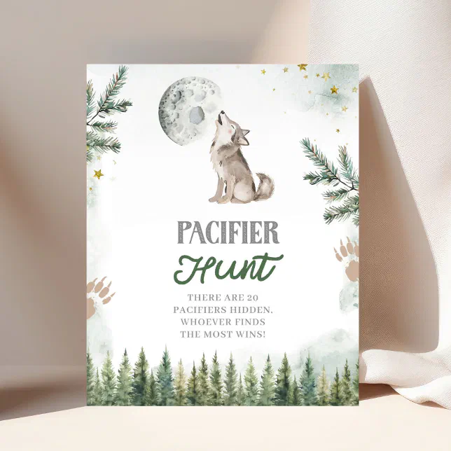 Welcome to The Pack Forest Wolf Pacifier Hunt Poster | Zazzle