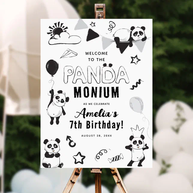Welcome to the Panda-Monium Kids Birthday Party Foam Board | Zazzle
