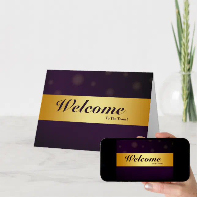 Welcome To The Team Purple Minimal Gold Bladge Card | Zazzle