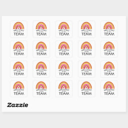 welcome to the team rainbow square sticker | Zazzle