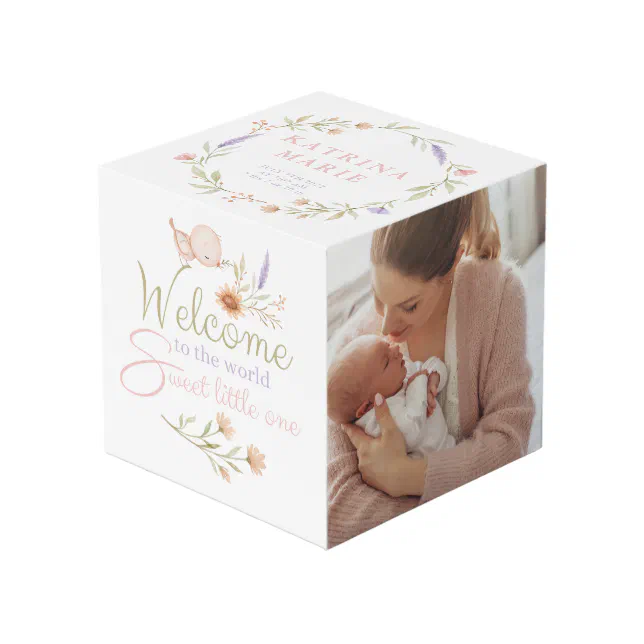 Welcome To The World Baby Photo Cube | Zazzle