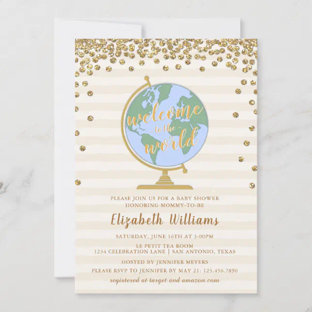 Welcome to the World Globe Baby Shower Invitation | Zazzle