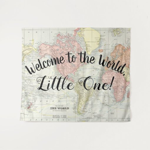 Welcome to the World Map Baby Shower Backdrop | Zazzle