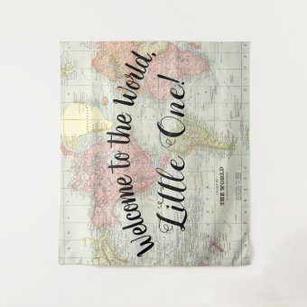 Welcome to the World Map Baby Shower Backdrop | Zazzle