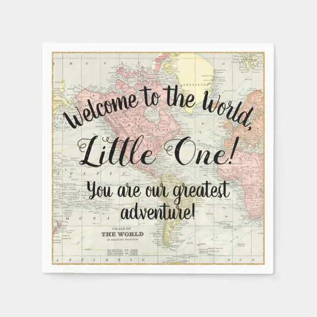 Welcome to the World World Map Baby Shower Napkins | Zazzle