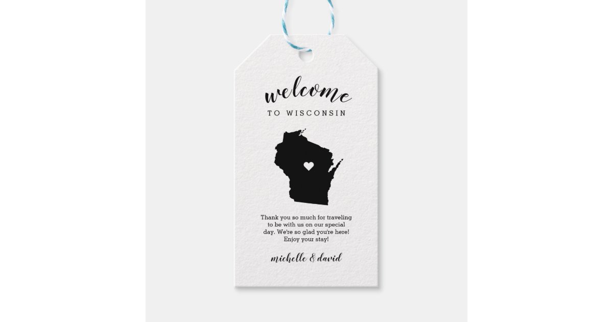 Welcome to Wisconsin | Calligraphy Wedding Gift Tags | Zazzle