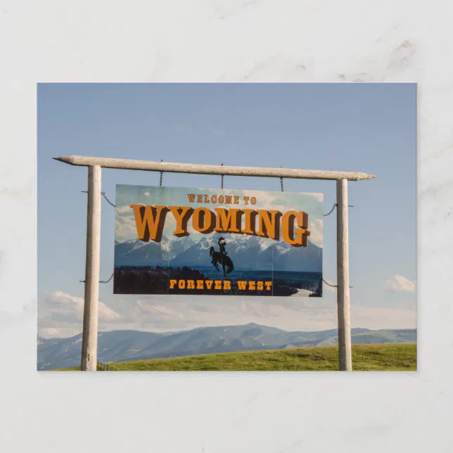 Welcome to Wyoming Sign - State Borders Postcard | Zazzle