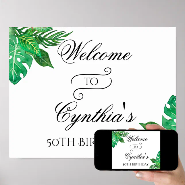 Welcome Tropical Jungle Birthday Poster Sign | Zazzle