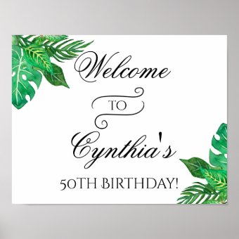 Welcome Tropical Jungle Birthday Poster Sign | Zazzle