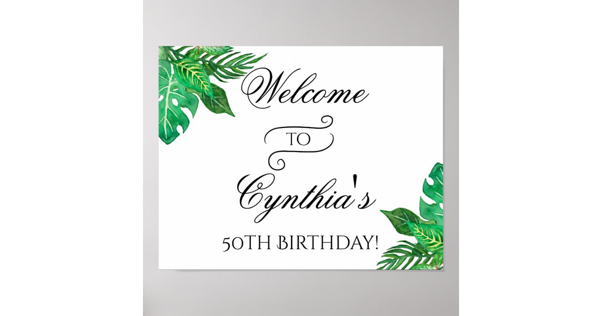 Welcome Tropical Jungle Birthday Poster Sign | Zazzle