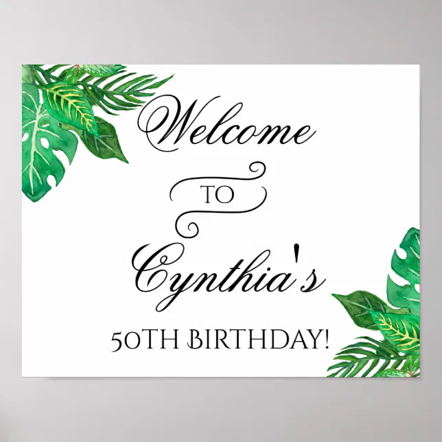 Welcome Tropical Jungle Birthday Poster Sign | Zazzle
