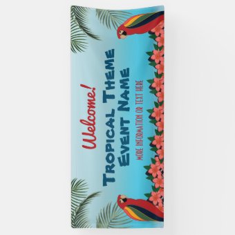Welcome Tropical Theme Event with Parrots Banner | Zazzle
