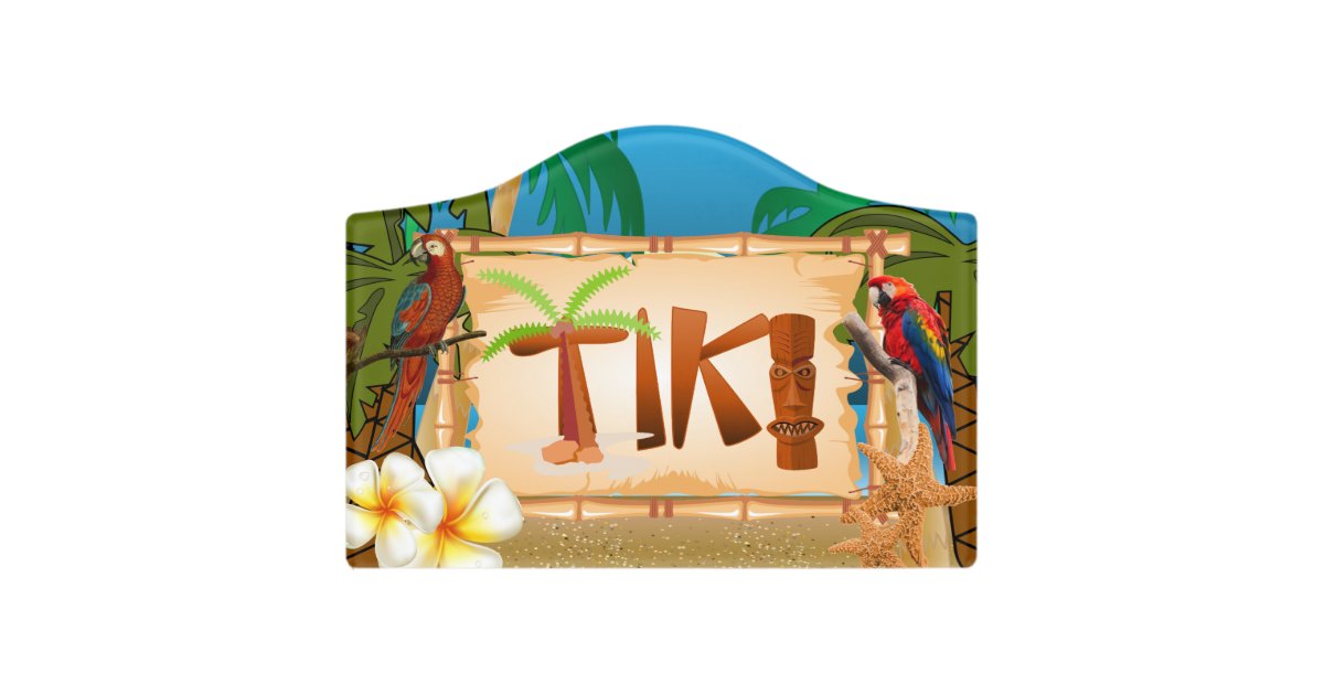 Welcome - Tropical Tiki Design Door Sign | Zazzle