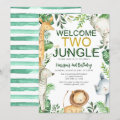 Welcome Two Jungle Safari Animals Birthday Invitation | Zazzle