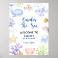 WELCOME UNDER THE SEA first Birthday Party Poster | Zazzle