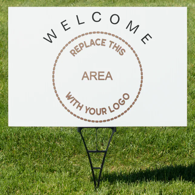 Welcome Visitors Event Company Logo White Sign | Zazzle