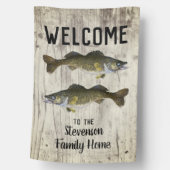 Welcome Walleye Fishing Rustic Family Name House Flag | Zazzle