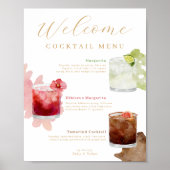 Welcome Watercolor Cocktails Wedding Drink Menu Poster | Zazzle