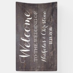 Welcome Wedding Banner Rustic Vintage Wood | Zazzle