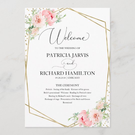 Welcome Wedding Ceremony Program Elegant Floral | Zazzle.com