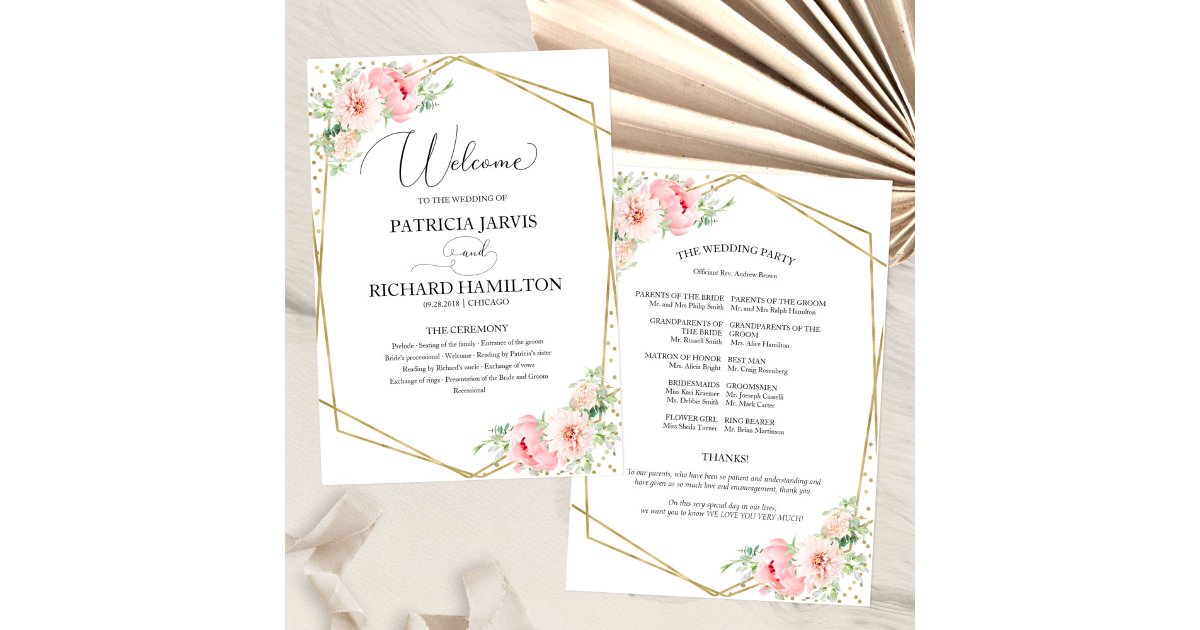 Welcome Wedding Ceremony Program Elegant Floral | Zazzle