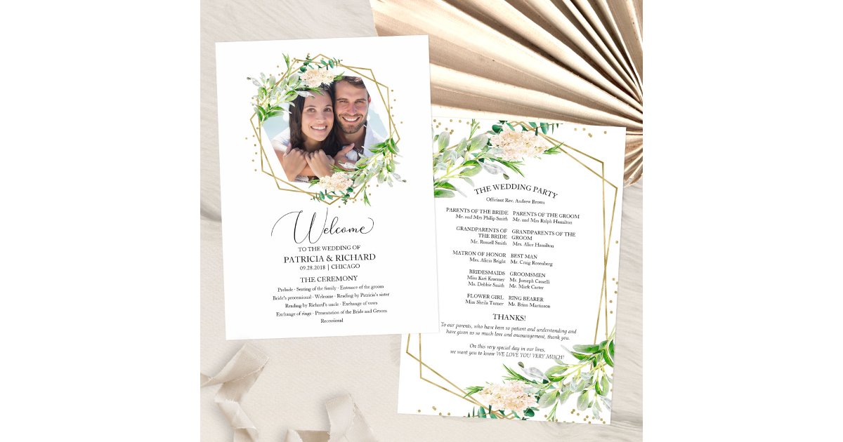 Welcome Wedding Ceremony Program Greenery | Zazzle