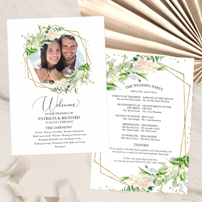 Welcome Wedding Ceremony Program Greenery | Zazzle