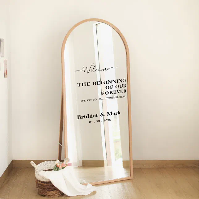 Welcome Wedding Mirror Decal Selfie Script Fonts | Zazzle