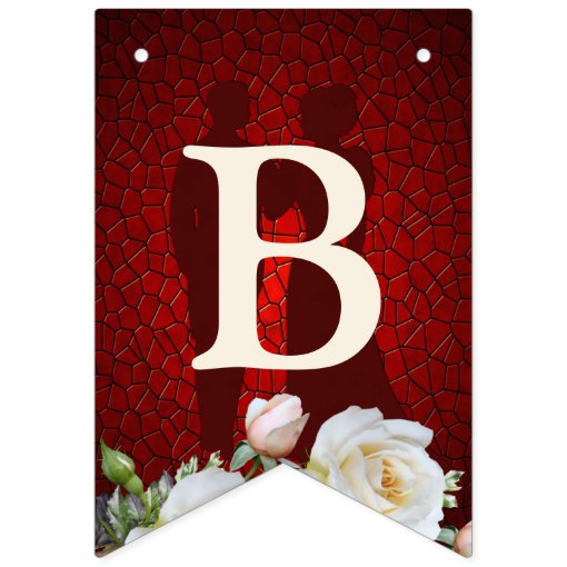 Welcome Wedding Party Red White Flowers Modern Bunting Flags | Zazzle
